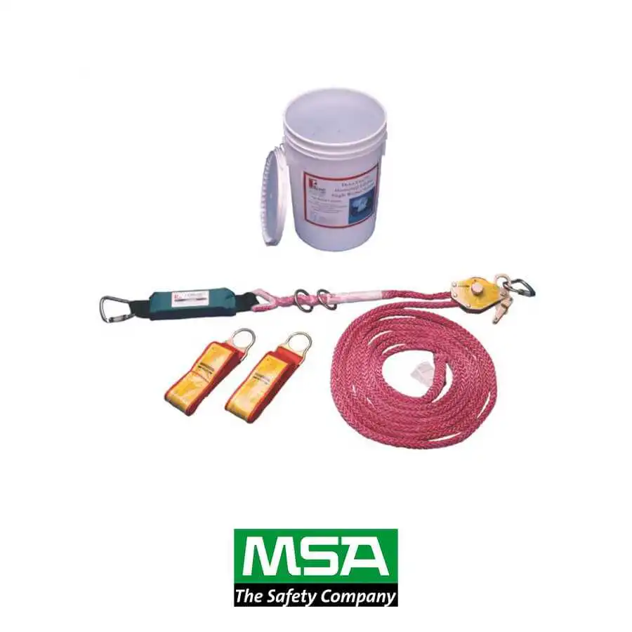 MSA Dyna-Line Temporary Horizontal Lifeline for Two Workers, w/ Anchor ...