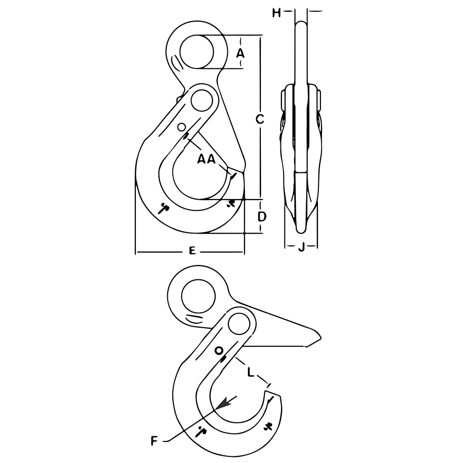 Crosby® SHUR-LOC® S-1316 Eye Hook with Positive Locking Latch - CERTEX USA