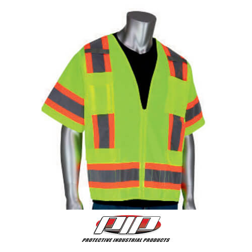 PIP® ANSI Type R Class 3 Two-Tone Surveyor Eleven Pocket Vest - 303 ...