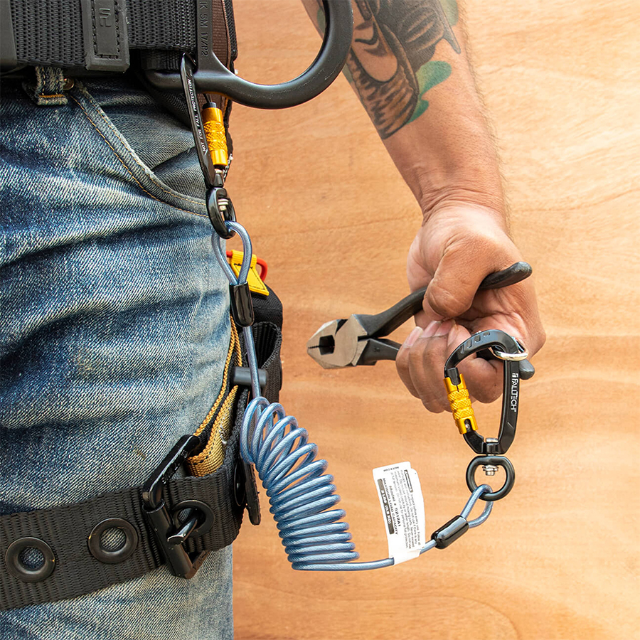 FallTech® 2 lb Premium Tool Tether with Stretch Coil Coated Wire and ...