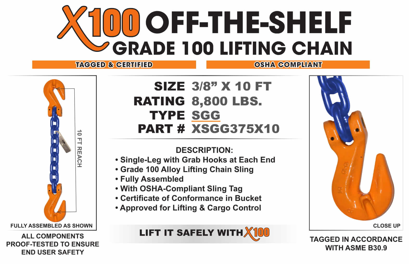 X100® Off-The-Shelf SGG Chain Slings - CERTEX USA